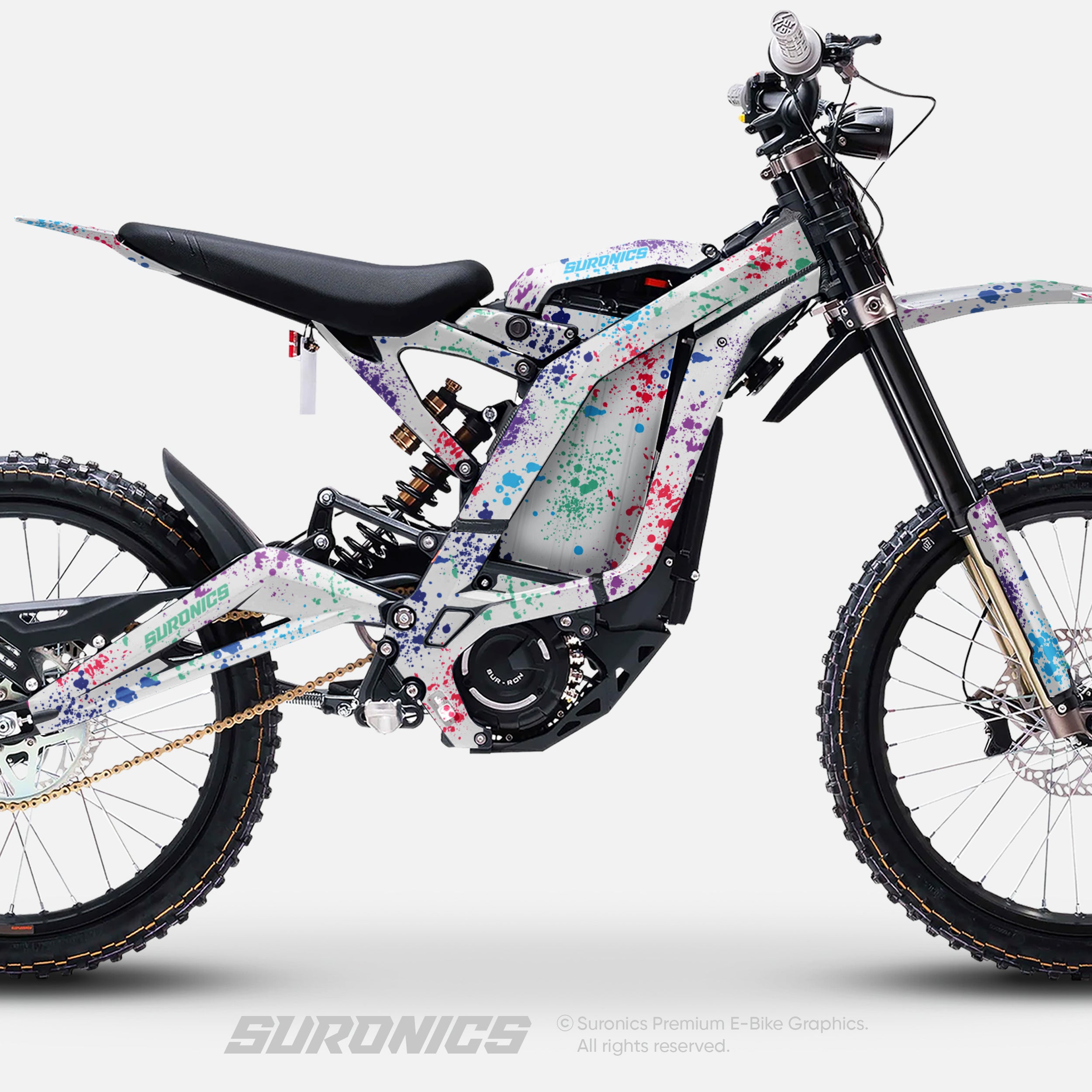 SPLATTER WHITE MULTICOLOR Surron Light Bee Graphics kit – Suronics