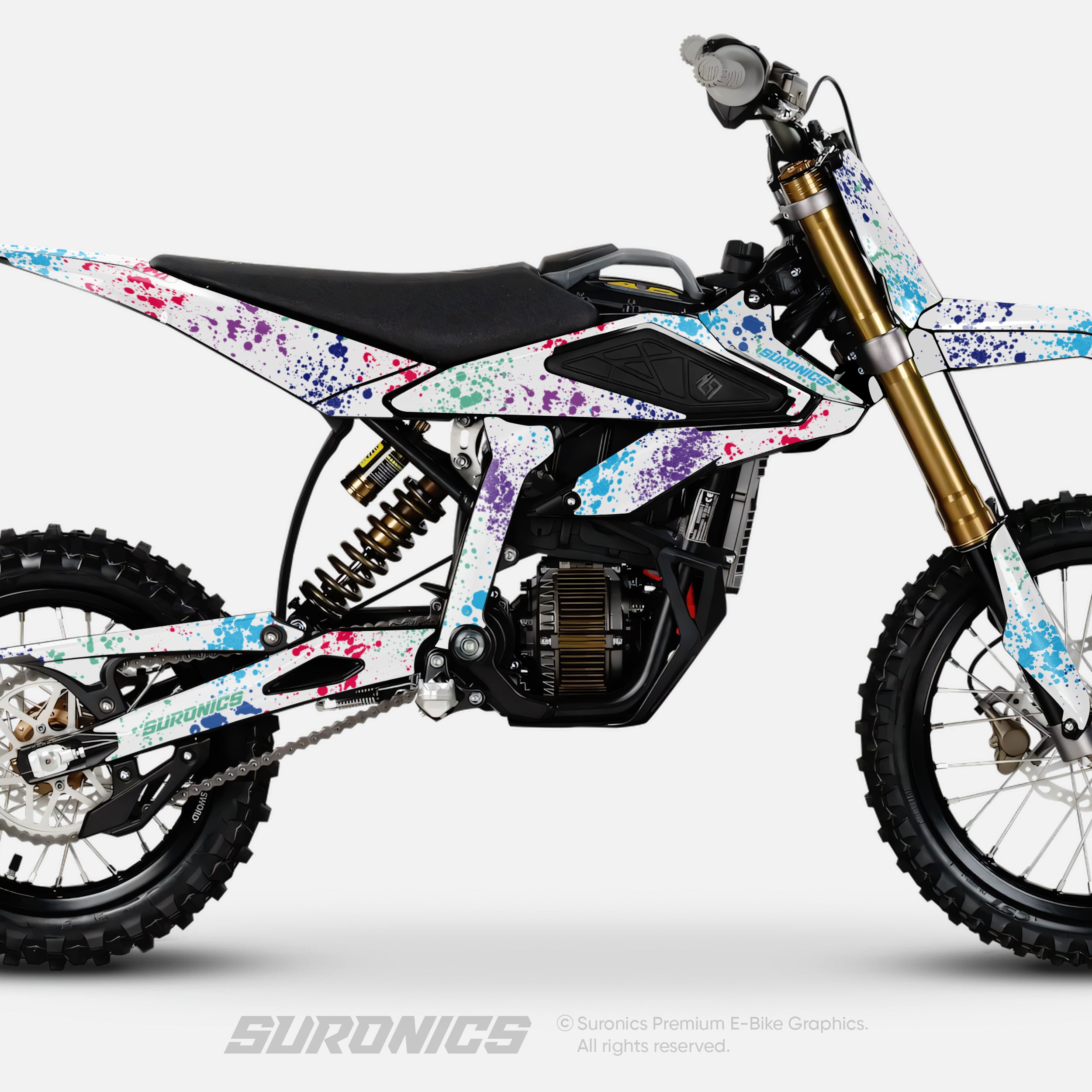 SPLATTER WHITE MULTICOLOR Surron Hyper Bee Graphics kit – Suronics