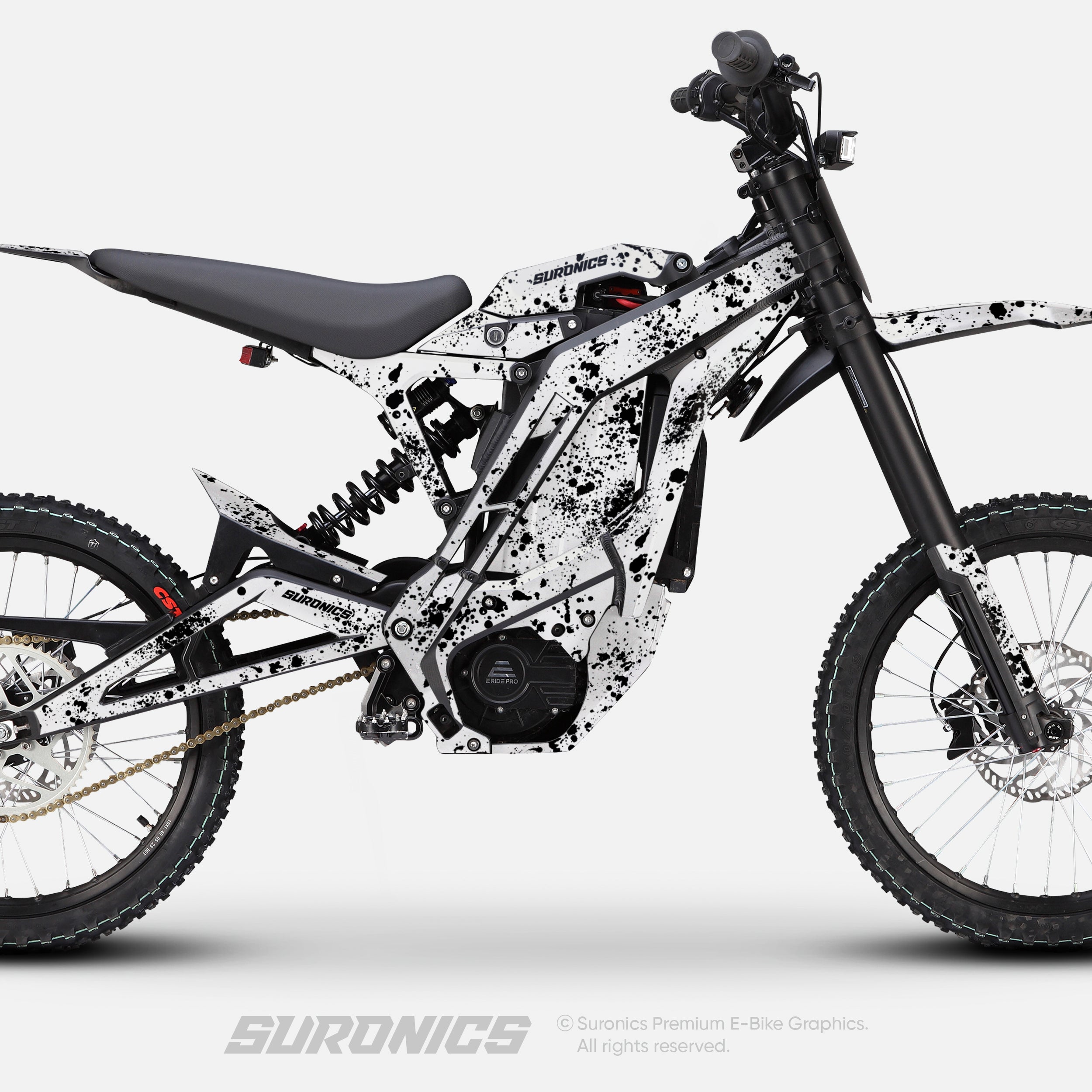 SPLATTER WHITE BLACK Eride Pro SS SR Graphics kit – Suronics