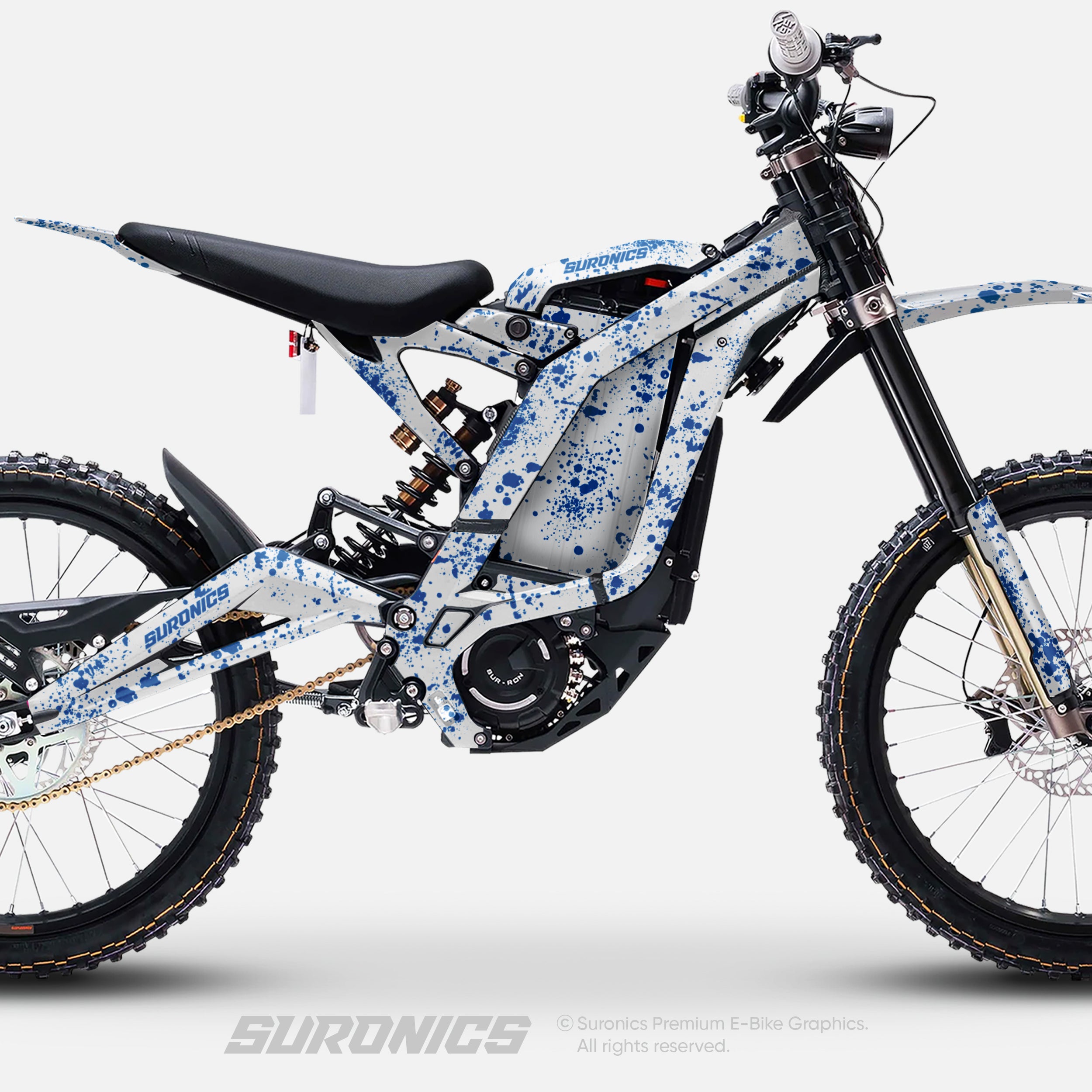 SPLATTER WHITE BLUE Surron Light Bee Graphics kit – Suronics