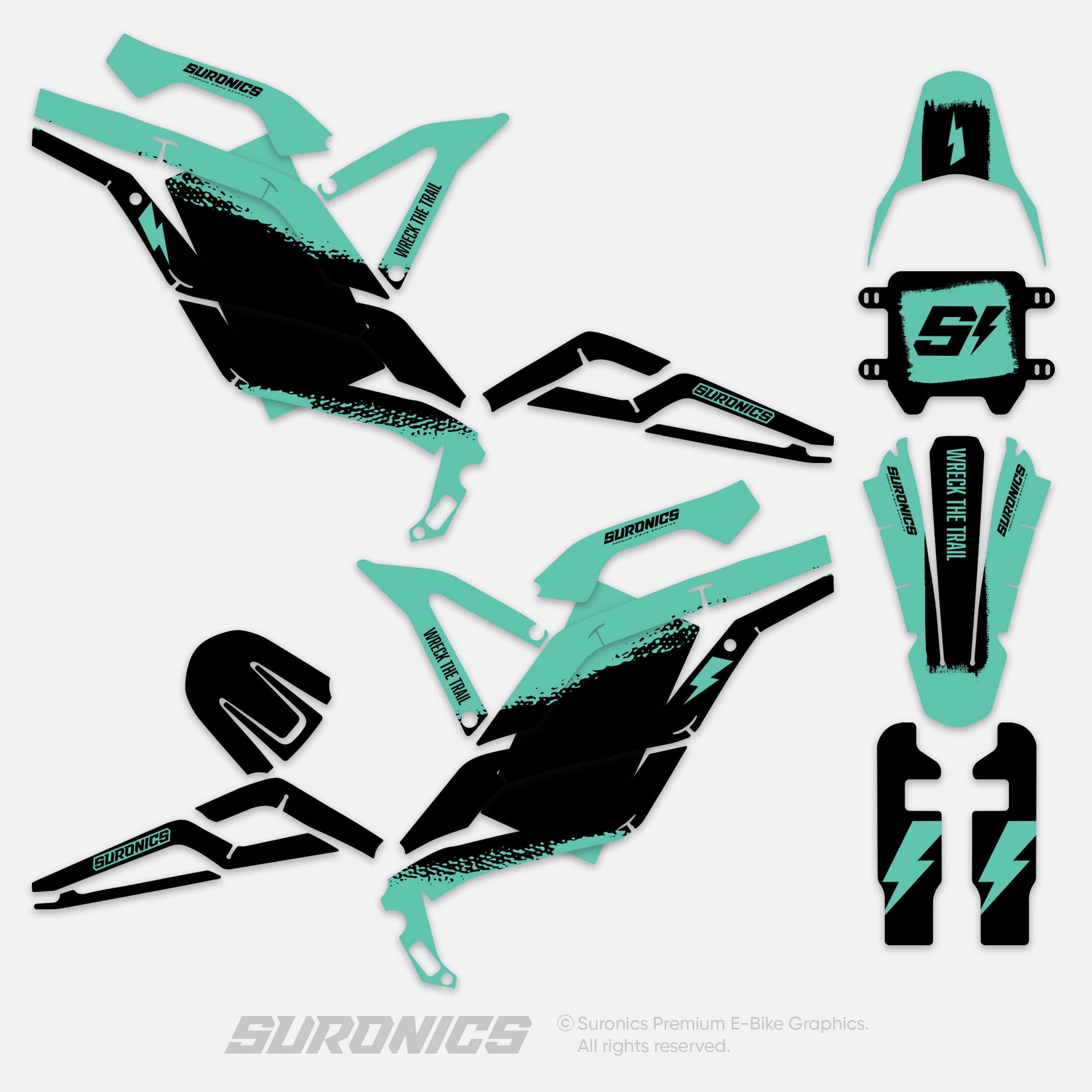 HALF MINT BLACK 79Bike Falcon PRO / GT / M Graphics kit – Suronics