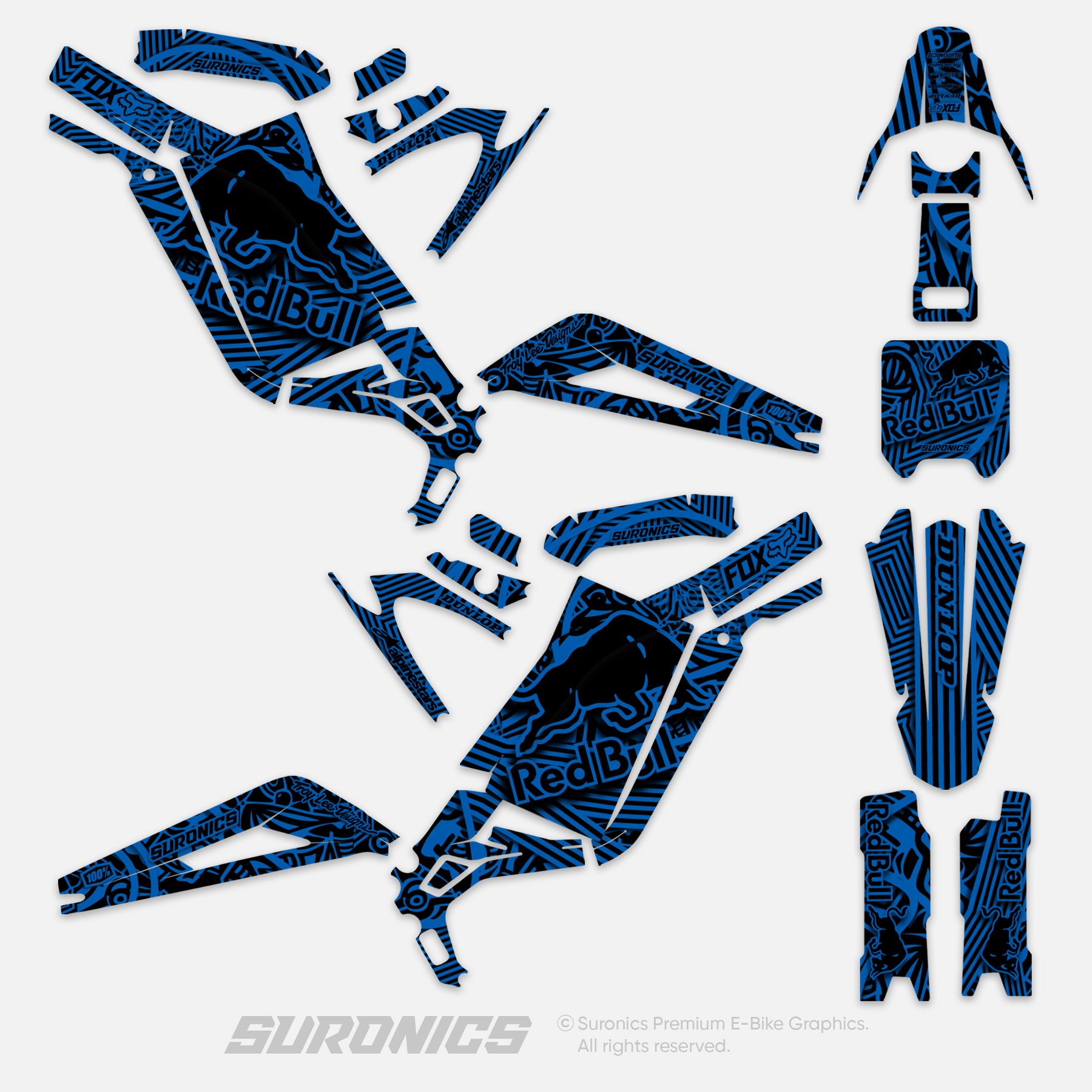 RACE ART BLACK BLUE Surron Light Bee Graphics kit – Suronics