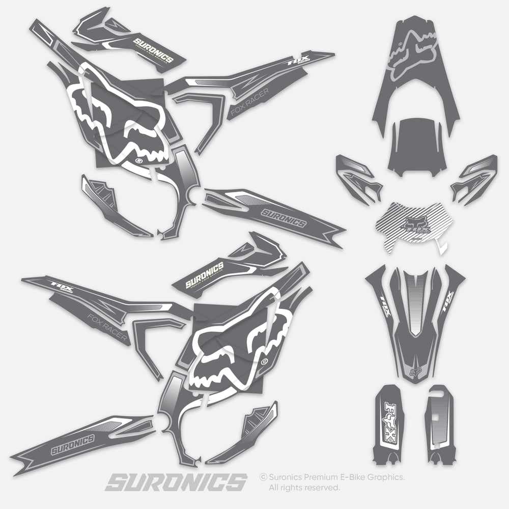 FOX RACER GREY WHITE Surron Ultra Bee Graphics kit – Suronics